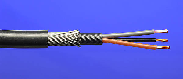 Prysmian 6943X Black 3-core Multi-core Armoured Cable 4mm² x 25m