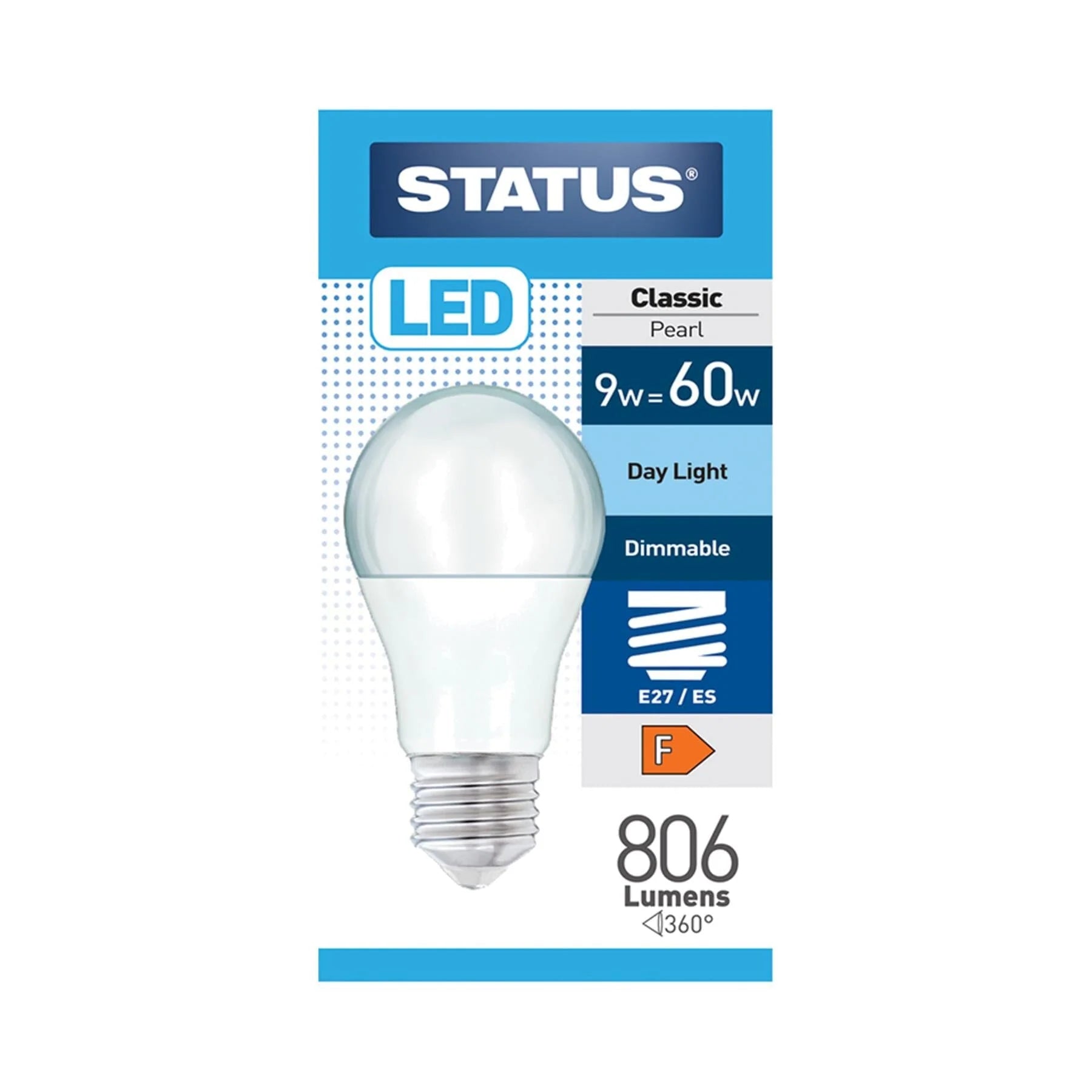 Status LED Dimmable Classic GLS Bulb - 8.5w = 60w - Screw Cap - E27/ES